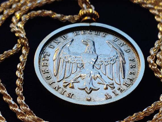 1923 Authentic Germany, Weimar 500 Mark Eagle Pendant… - Gem