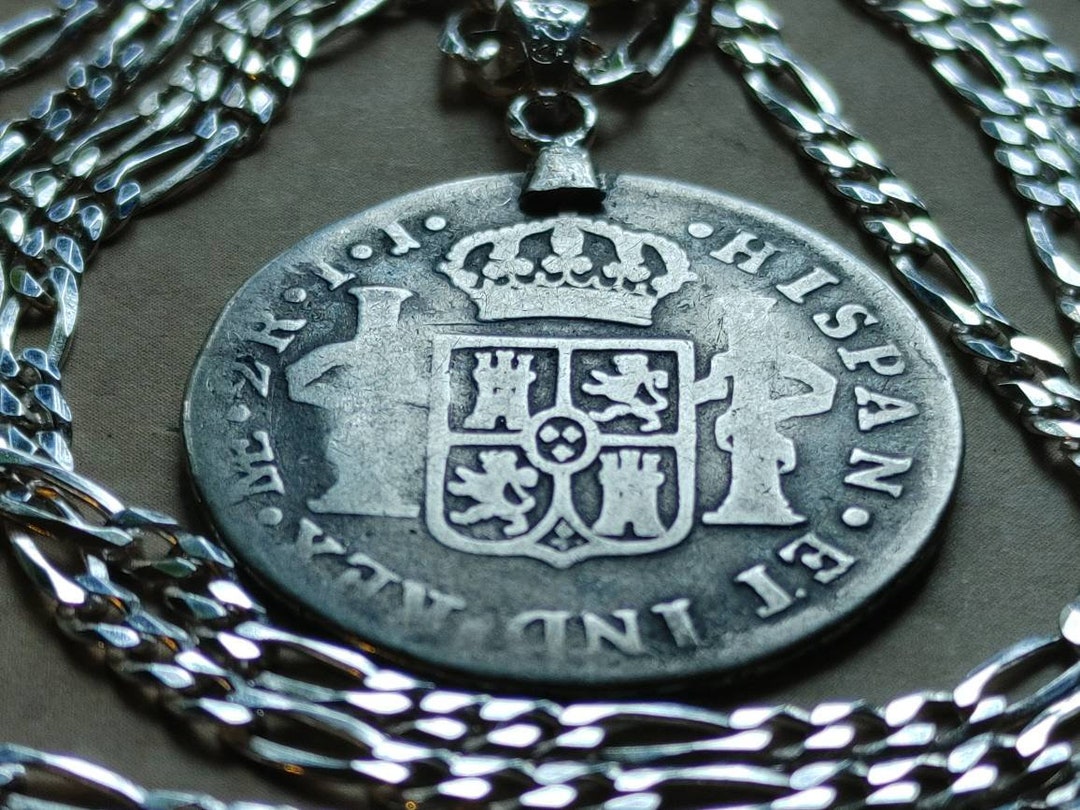 Late 1700s Spanish Colonial Peruvian Silver Coin Necklace, Pirate ...