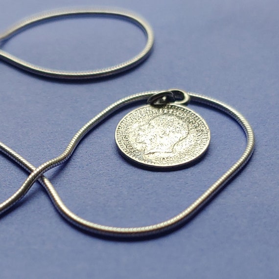 Genuine 1921 English Silver Penny pendant 12mm, Antiq… - Gem