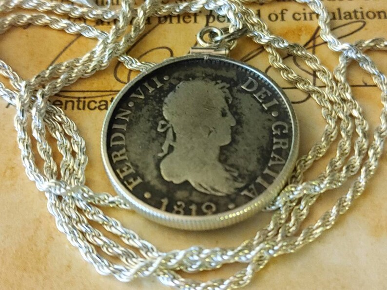 Very Rare 1819 Silver Peru Colonial Spanish 2 Reales Sterling Pendant ...