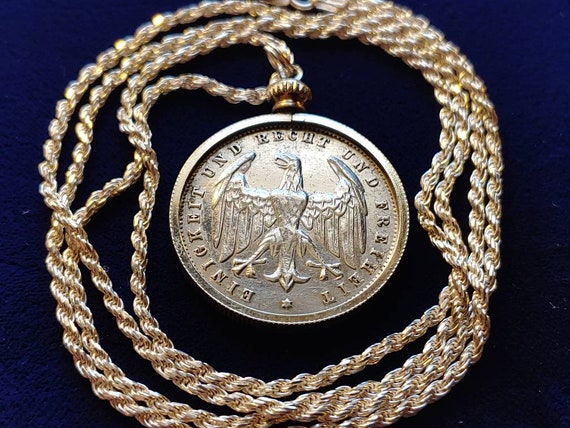 1923 Authentic Germany, Weimar 500 Mark Eagle Pendant… - Gem