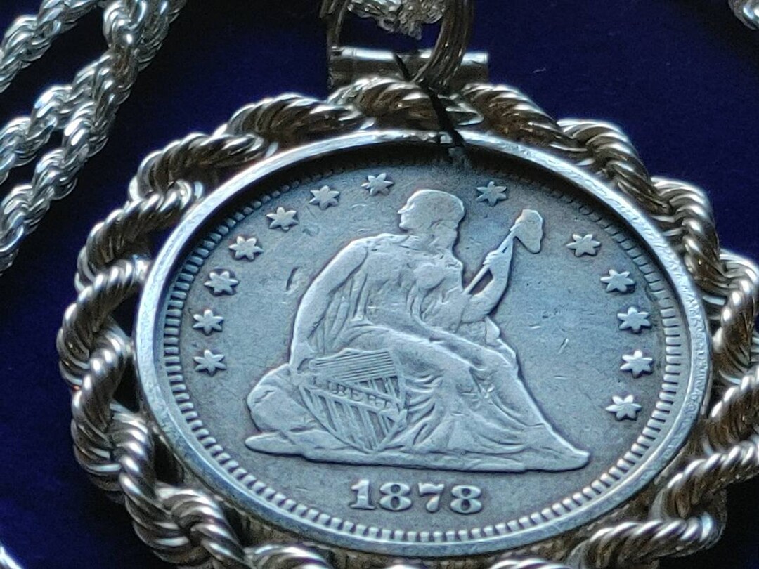 Rare 1878 Love Token Seated Liberty Silver Quarter Coin Pendant With ...