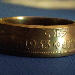 Authentic Silver 1933 English Half Crown Men's Ring United Kingdom Old ...