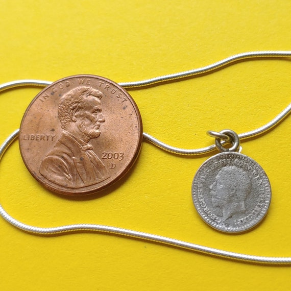 Genuine 1921 English Silver Penny pendant 12mm, Antiq… - Gem
