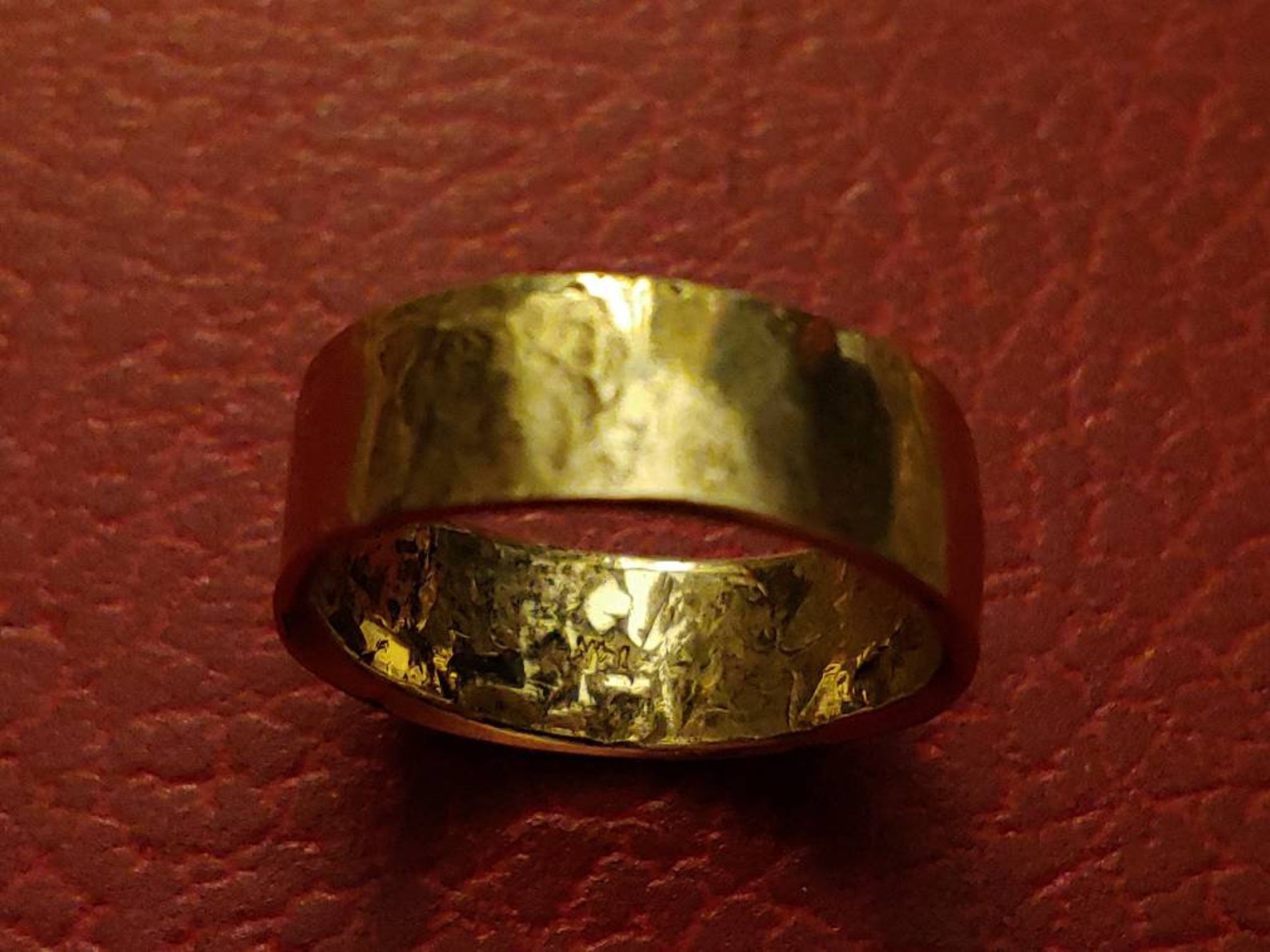 Mens 14K Thick Gold Ring Artist Hammered Old World Classic - Etsy