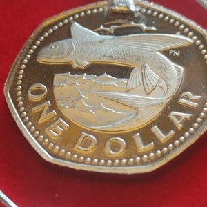 Barbados Flying Fish Island Coin Pendant Set Onto an 18 Sterling ...