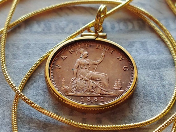 Victorian Farthing Pendant & 18KGF Gold Filled Chain.… - Gem