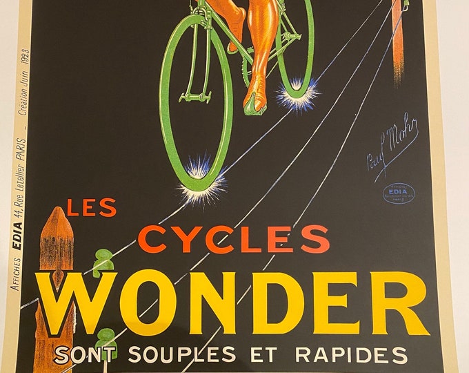 Classic French Advertising Lithograph for Les Cycles Wonder - Etsy
