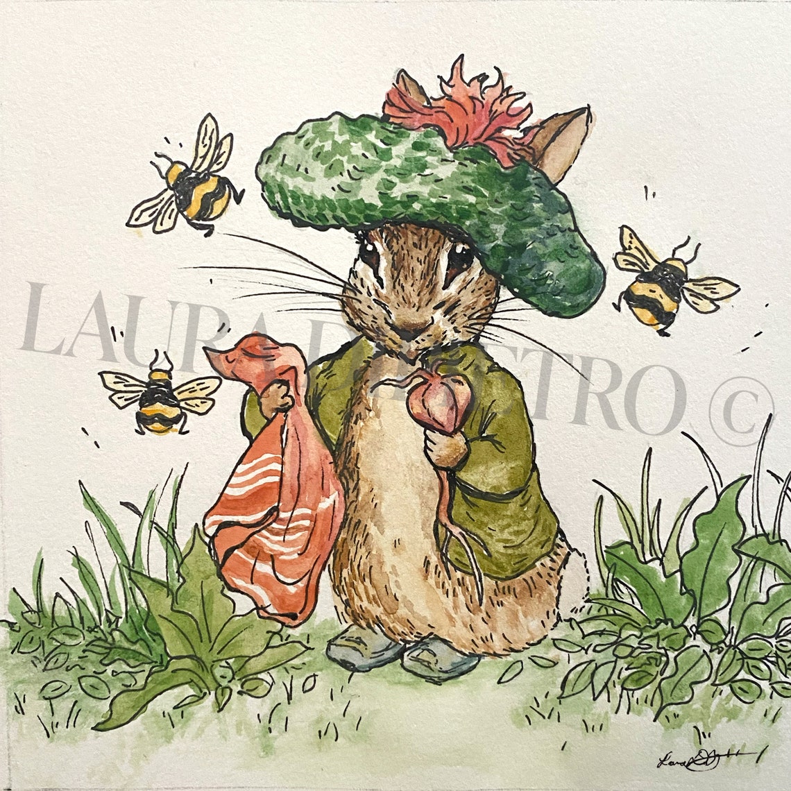 Peter Rabbit Watercolor + Gouache Square Prints Set of 4. Beatrix ...