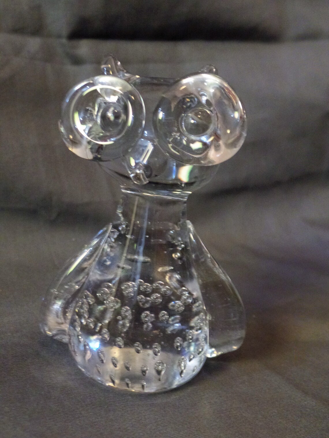 Clear Glass Owl Controlled Bubble Paperweight in Excellent - Etsy