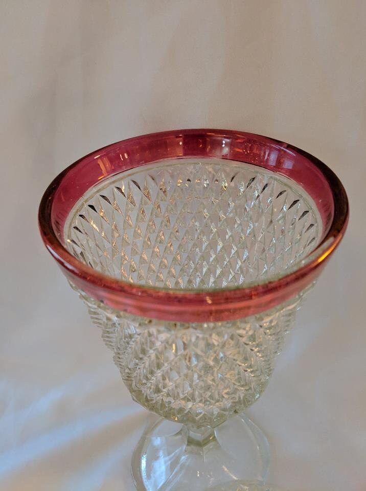 Indiana Glass Ruby Flash Diamond Point 5½" Mayonaise Bowl Candy Dish ...