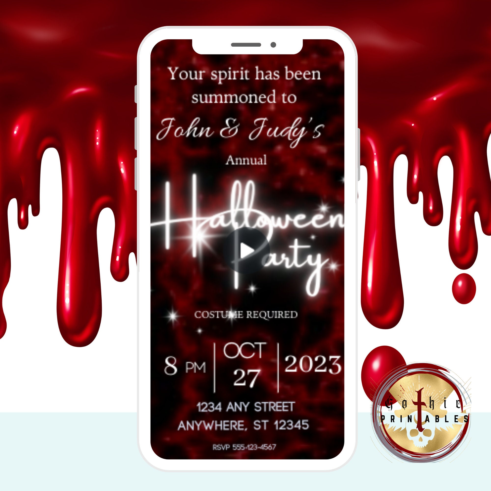 Digital Editable Animated Red Blood Horror Themed Halloween - Etsy