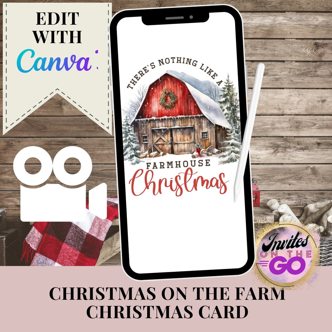 Merry Farmhouse Christmas Card, Send the Love This Christmas With Our ...