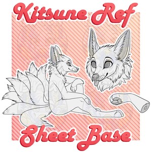 Kitsune Nine-tailed Fox Furry/anthro Reference Sheet Base Lineart, PSD ...
