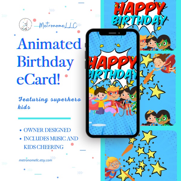 Musical Animated Birthday Card, Instant Download Digital Birthday Ecard ...