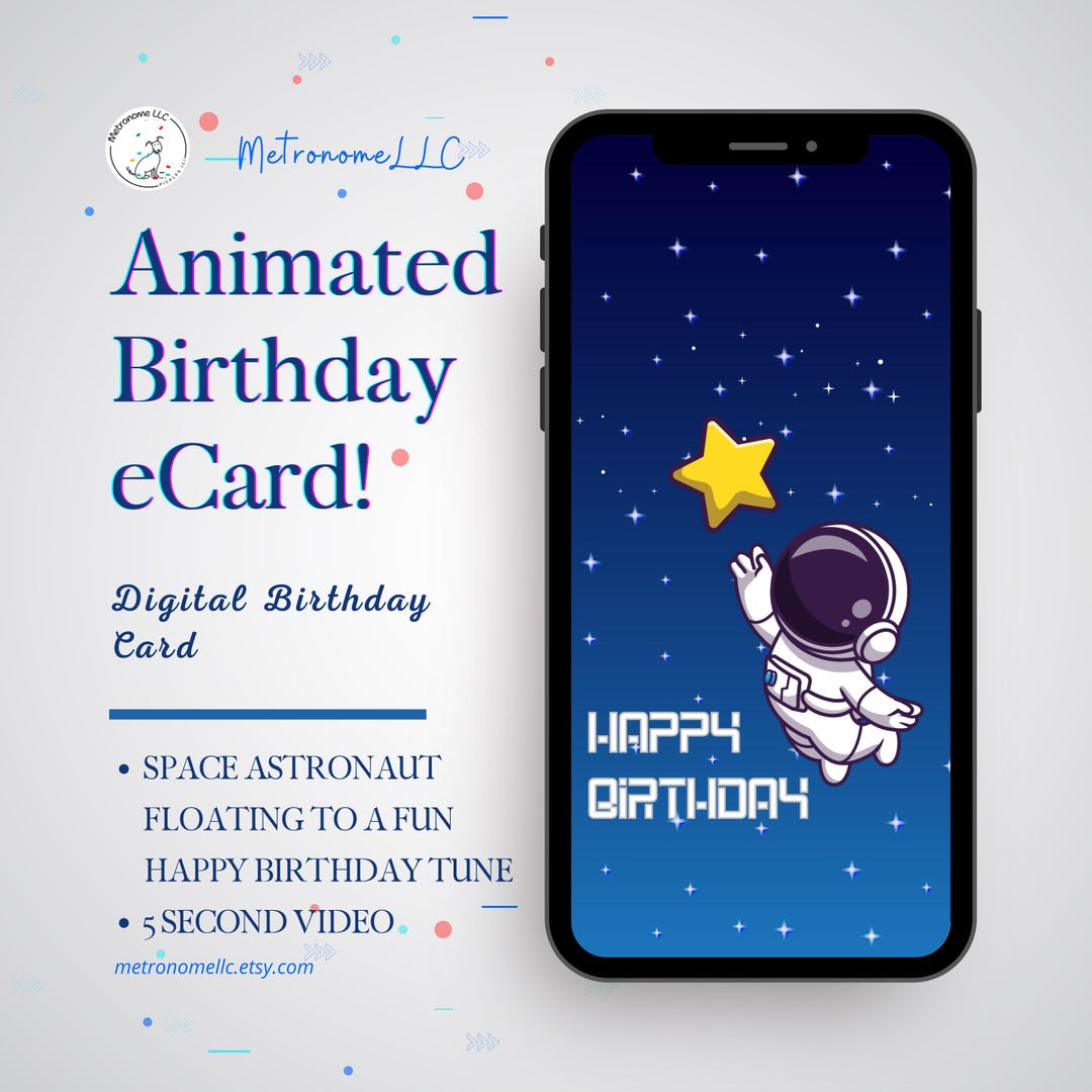 Musical Animated Birthday Card, Space Astronaut & Fun Happy Birthday ...