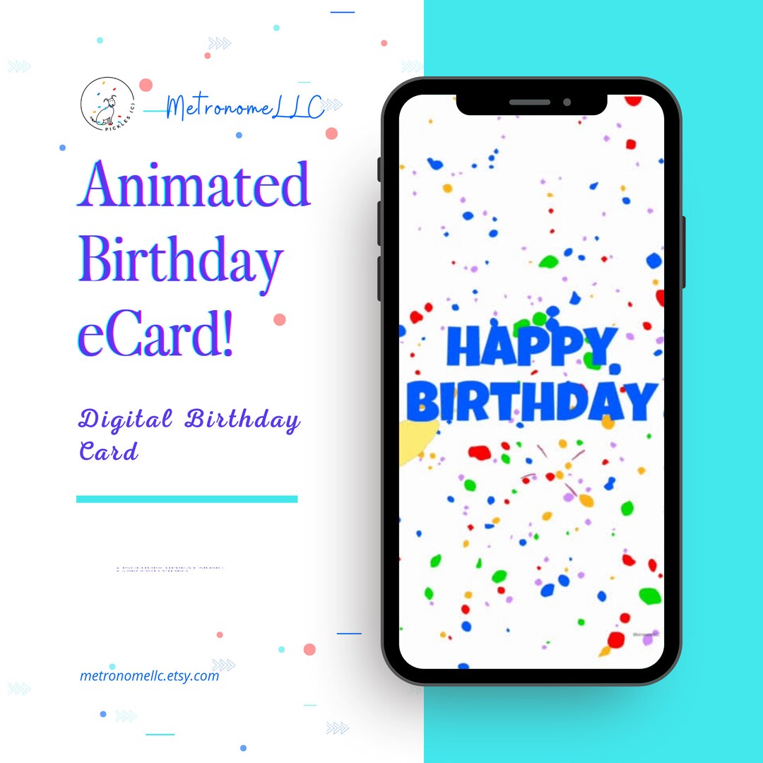 Musical Animated Birthday Card, Last Minute Cards, Virtual DIY Instant ...