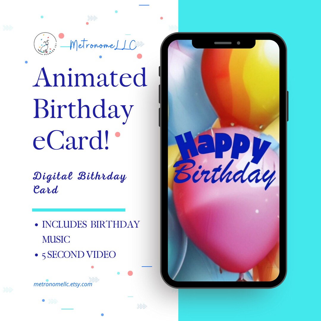 Musical Animated Birthday Card, Instant Download Digital Birthday Ecard ...