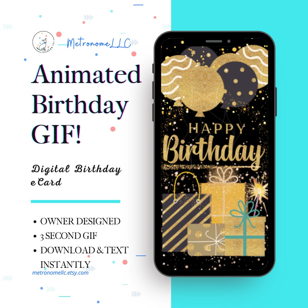 Happy Birthday Card GIF, Instant Download for Quick Texting, Digital ...