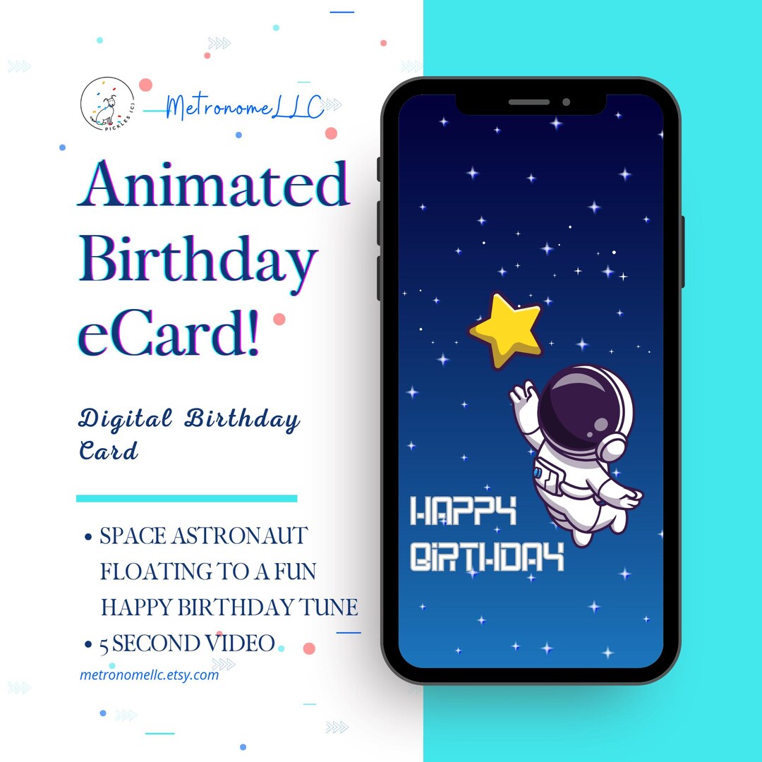 Musical Animated Birthday Card, Space Astronaut & Fun Happy Birthday ...