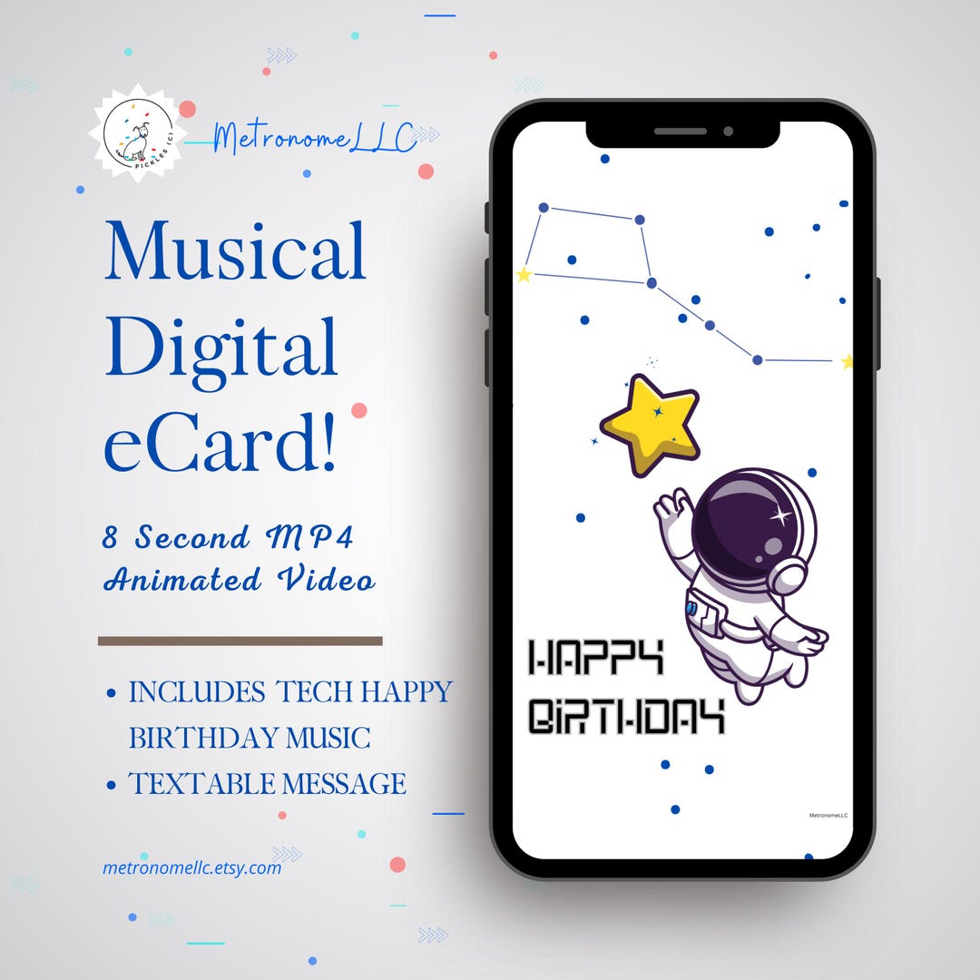 Musical Animated Birthday Card, Space Astronaut & Techie Happy Birthday ...