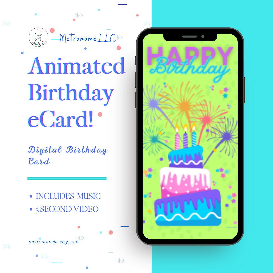 Musical Animated Birthday Ecard: Instant Digital Download, DIY Digital ...