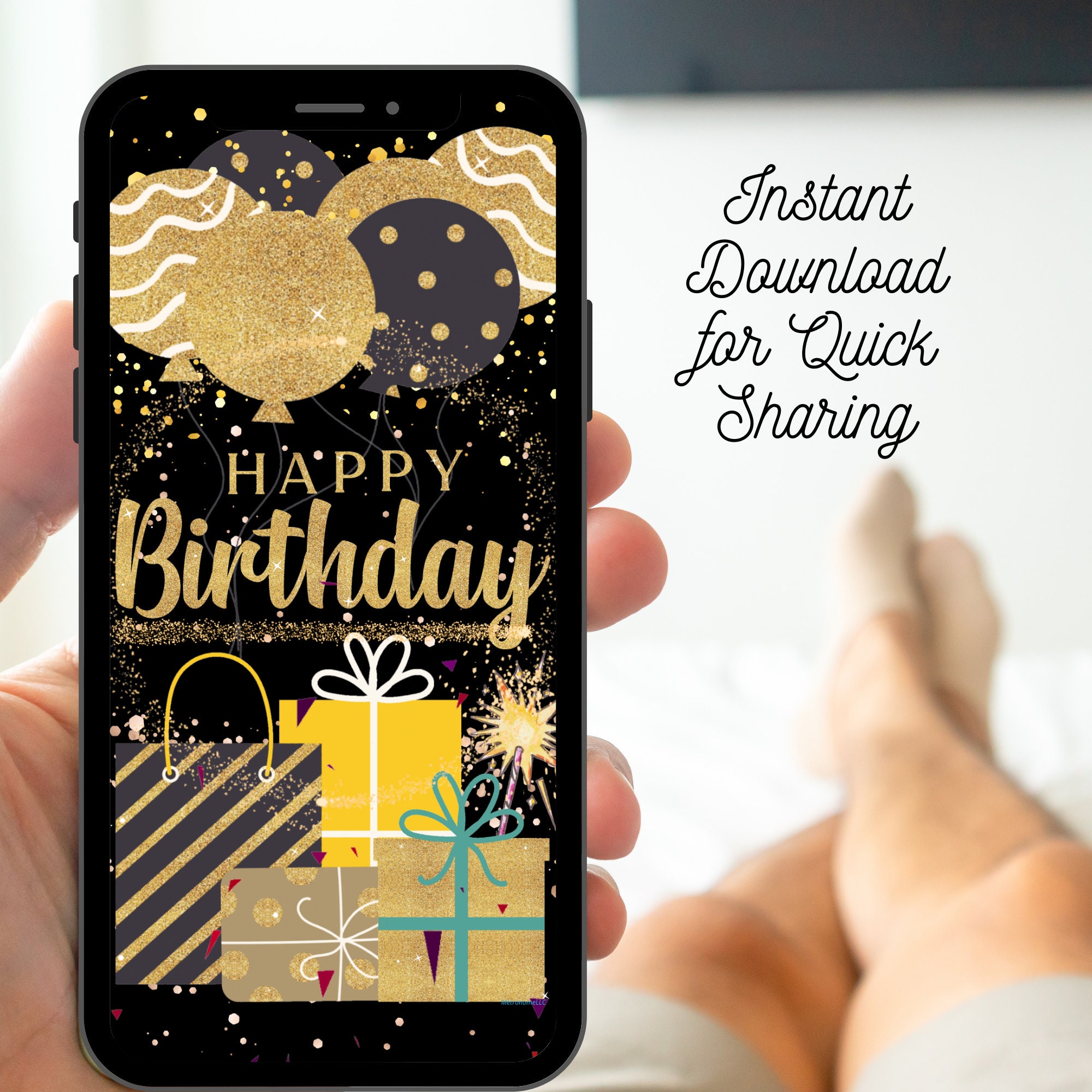 Happy Birthday Card GIF, Instant Download for Quick Texting, Digital ...