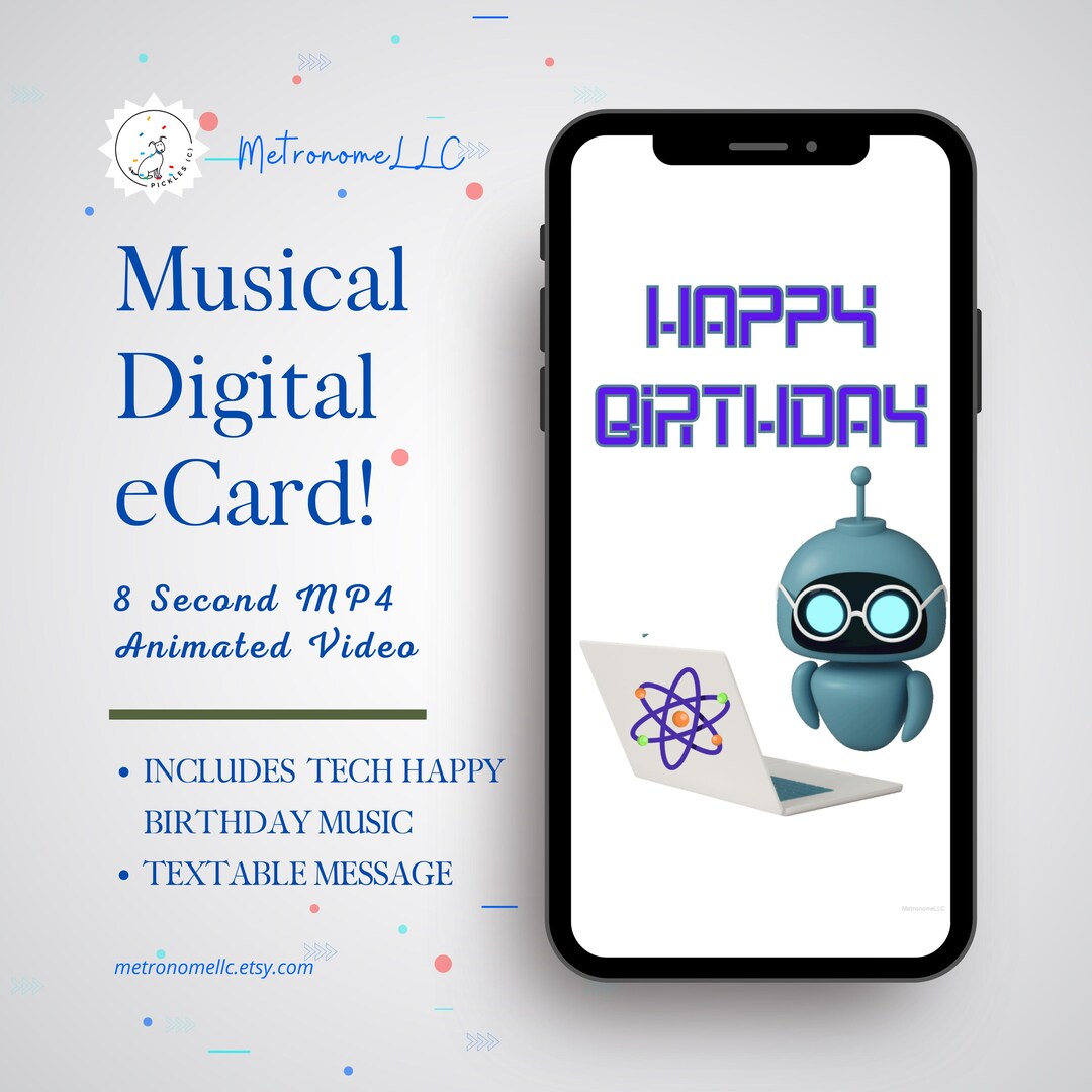 Musical Animated Birthday Card, STEM Robotics & Techie Happy Birthday ...