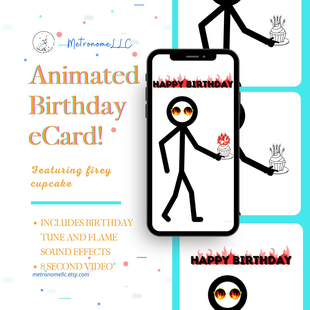 Happy Birthday Card for Man, Stickman Cupcake, Boyfriend Birthday ...