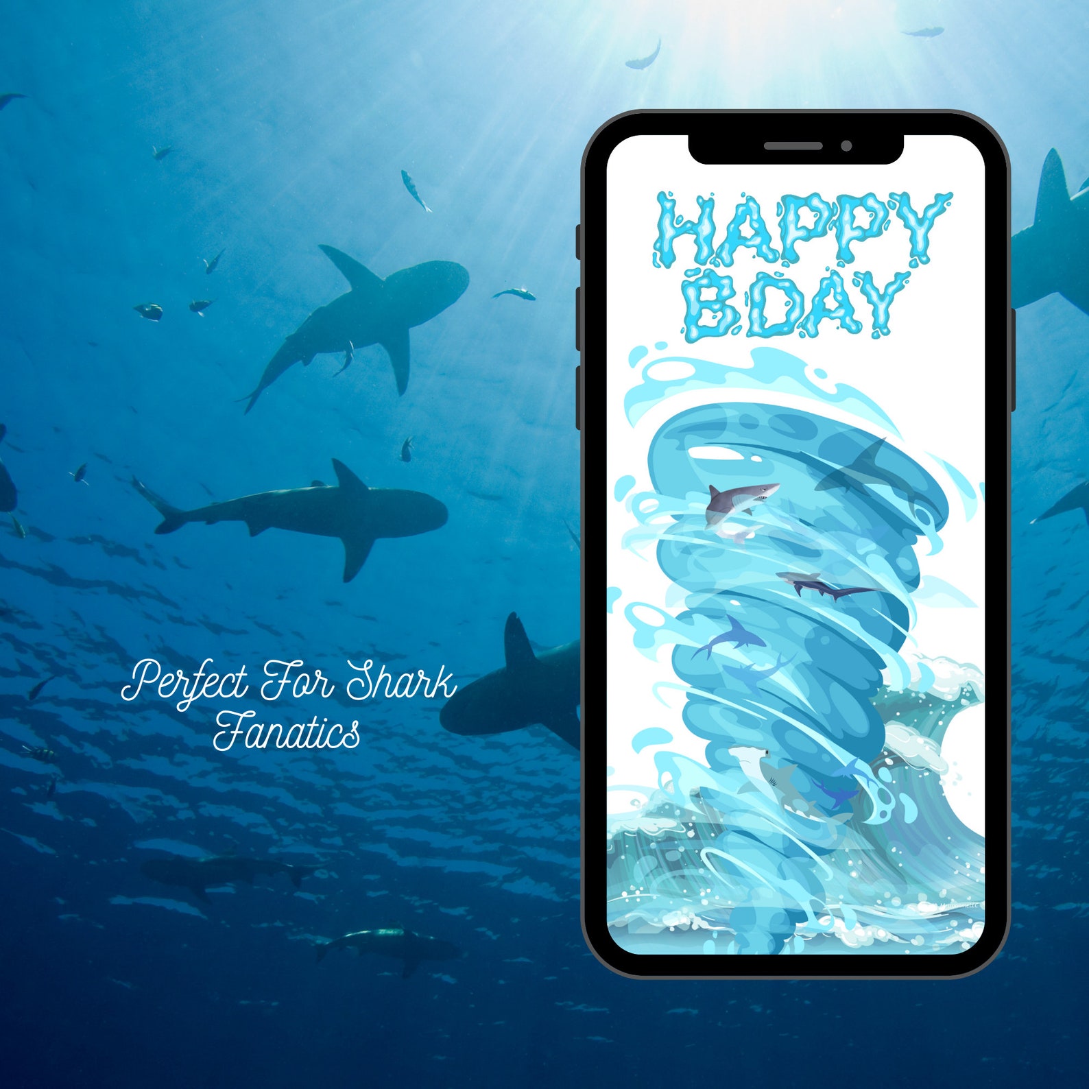 Animated Birthday Card, Shark Cyclone Storm Digital Ecard, Ocean Sound ...