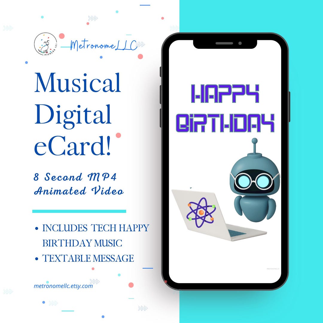 Musical Animated Birthday Card, STEM Robotics & Techie Happy Birthday ...