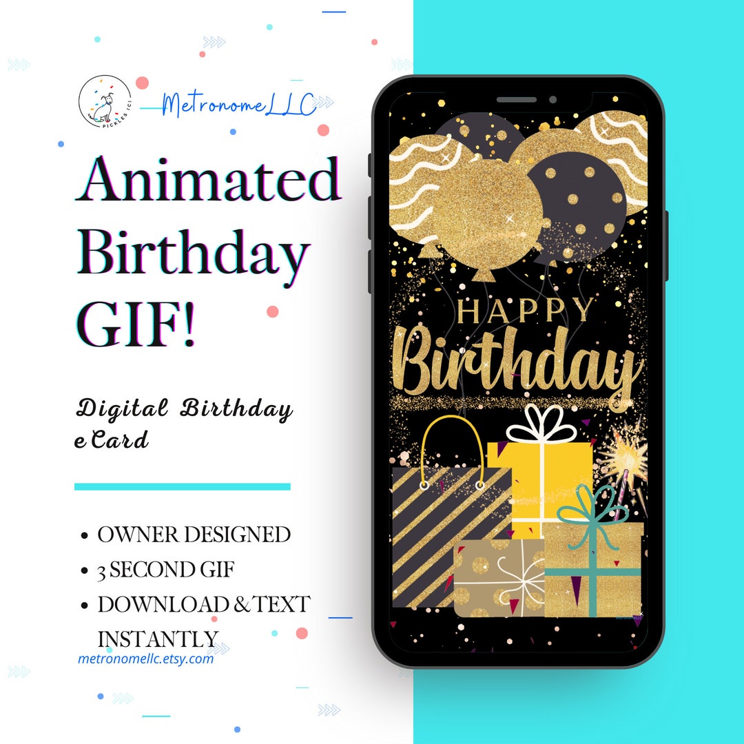 Happy Birthday Card GIF, Instant Download for Quick Texting, Digital ...