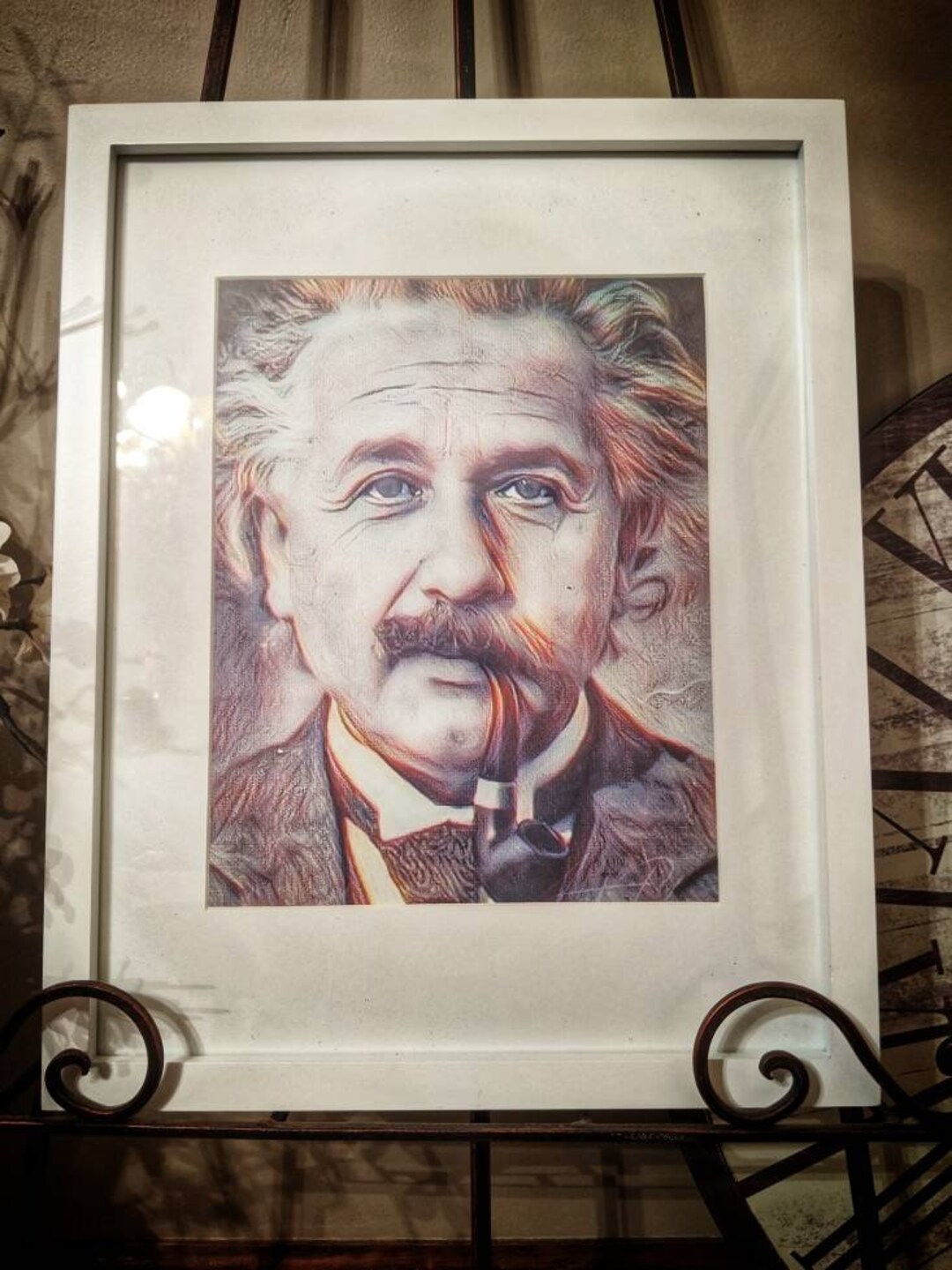Albert Einstein Pipe Painting Print Rare Framed Matted - Etsy