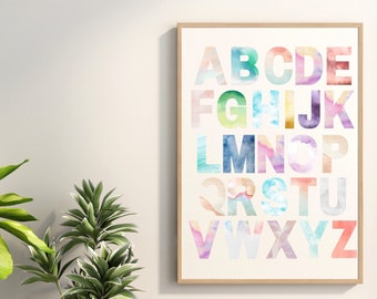Homeschool Watercolor Alphabet Poster - Etsy