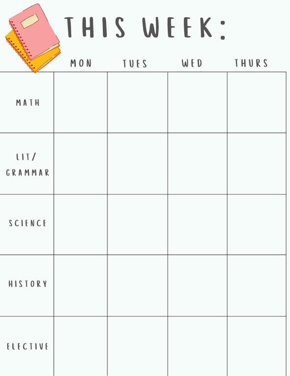 5-day Weekly Homeschool Planner - Etsy