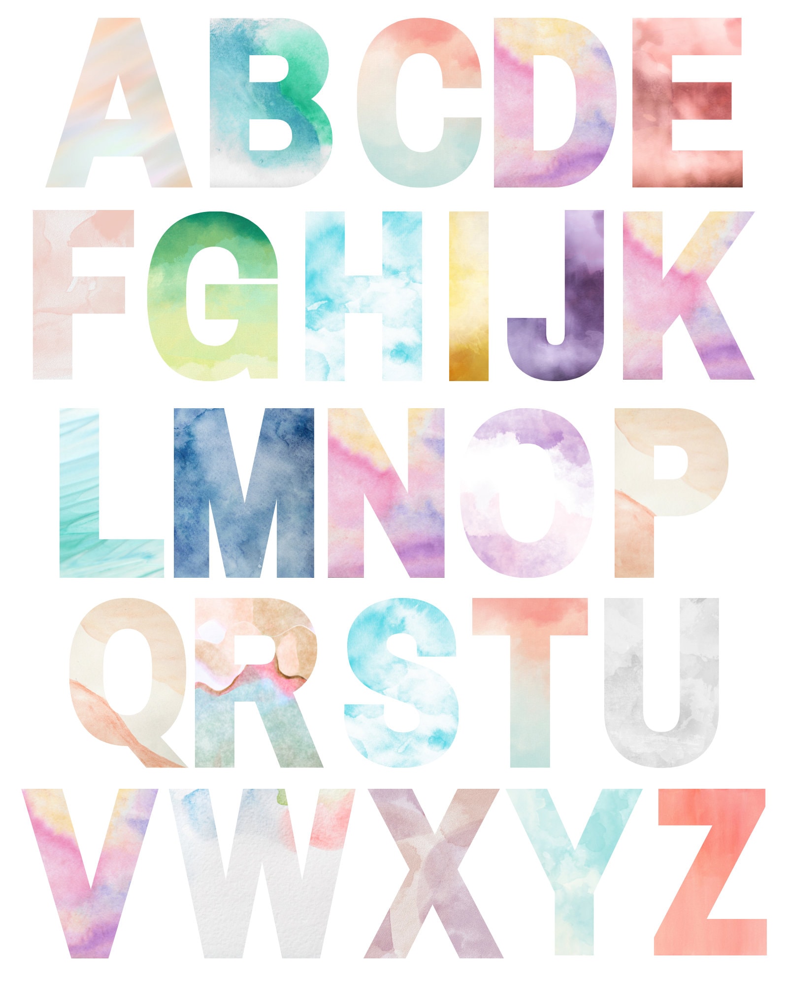 Watercolor Alphabet - Etsy
