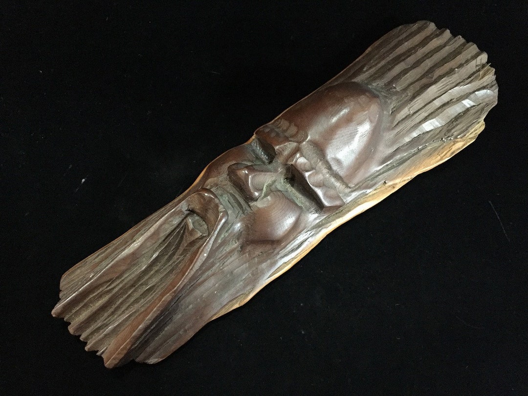 F1183 Japanese Wooden AINU Mask Vintage Man Face Interior - Etsy