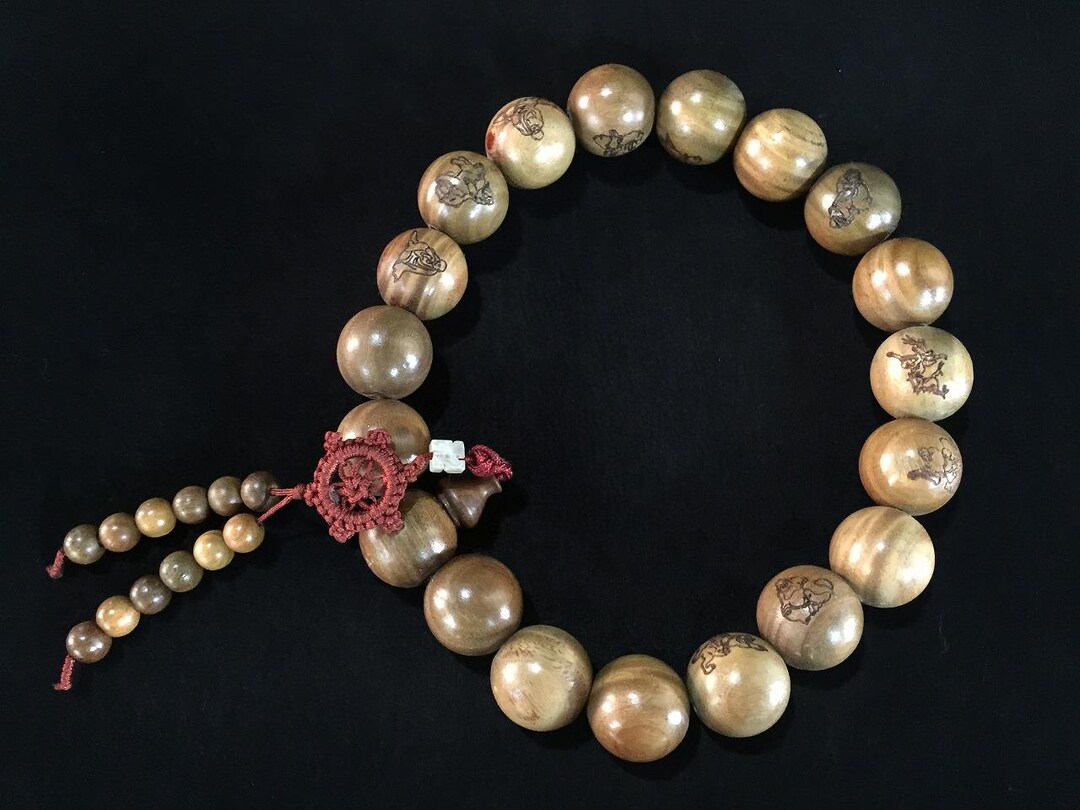 D0704 Japanese Buddhist Prayer Beads JUZU Vintage Temple Shinto Seven ...