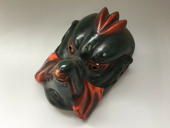 rare mask wooden mask kagura mask noh mask Japanese Karasu tengu mask ...