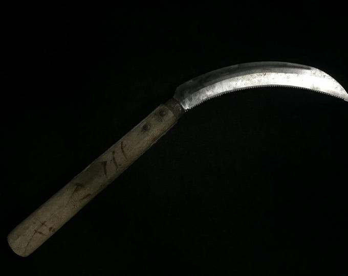 U1617 Japanese Sickle KAMA Vintage Wooden Handle Blade Farmer Tool ...