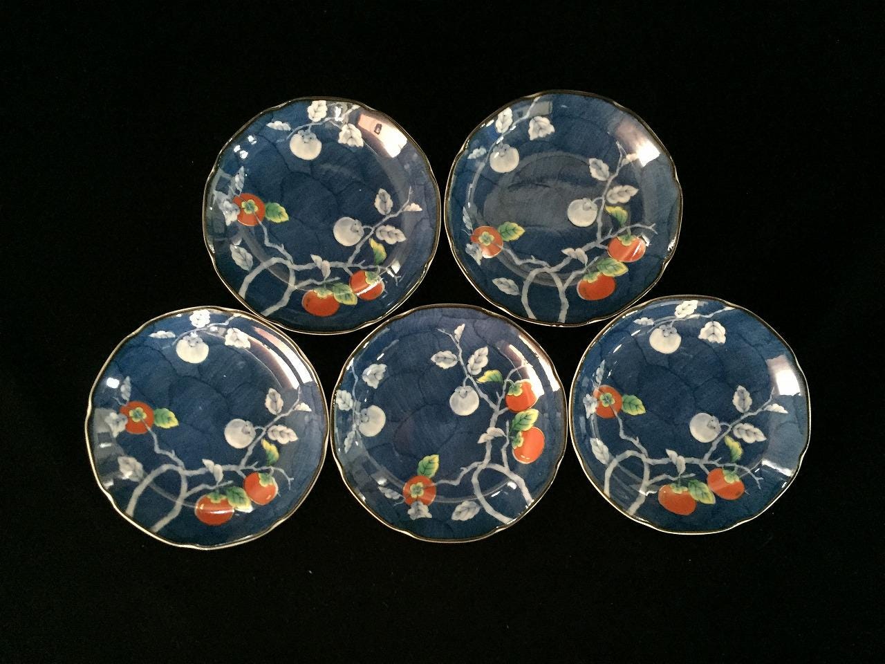 H0986 Japanese Porcelain Soy Sauce Plate Set Vintage 5pc H0986 Japanese Porcelain Soy Sauce Plate Set Vintage 5pc