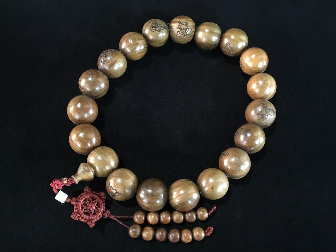 D0703 Japanese Buddhist Prayer Beads JUZU Vintage Temple Shinto Seven ...