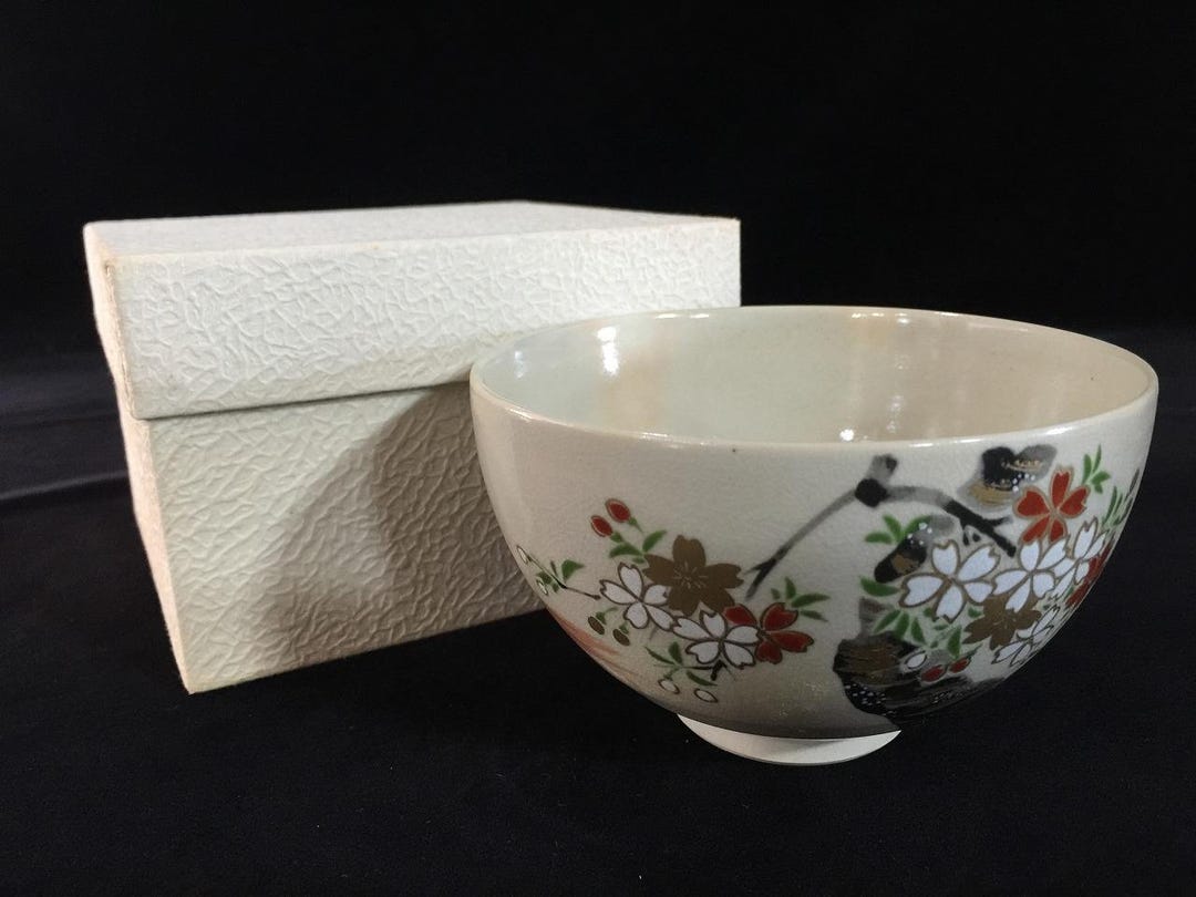 E0950 Japanese Pottery Tea Ceremony Bowl Cup CHAWAN Vintage Signed ...