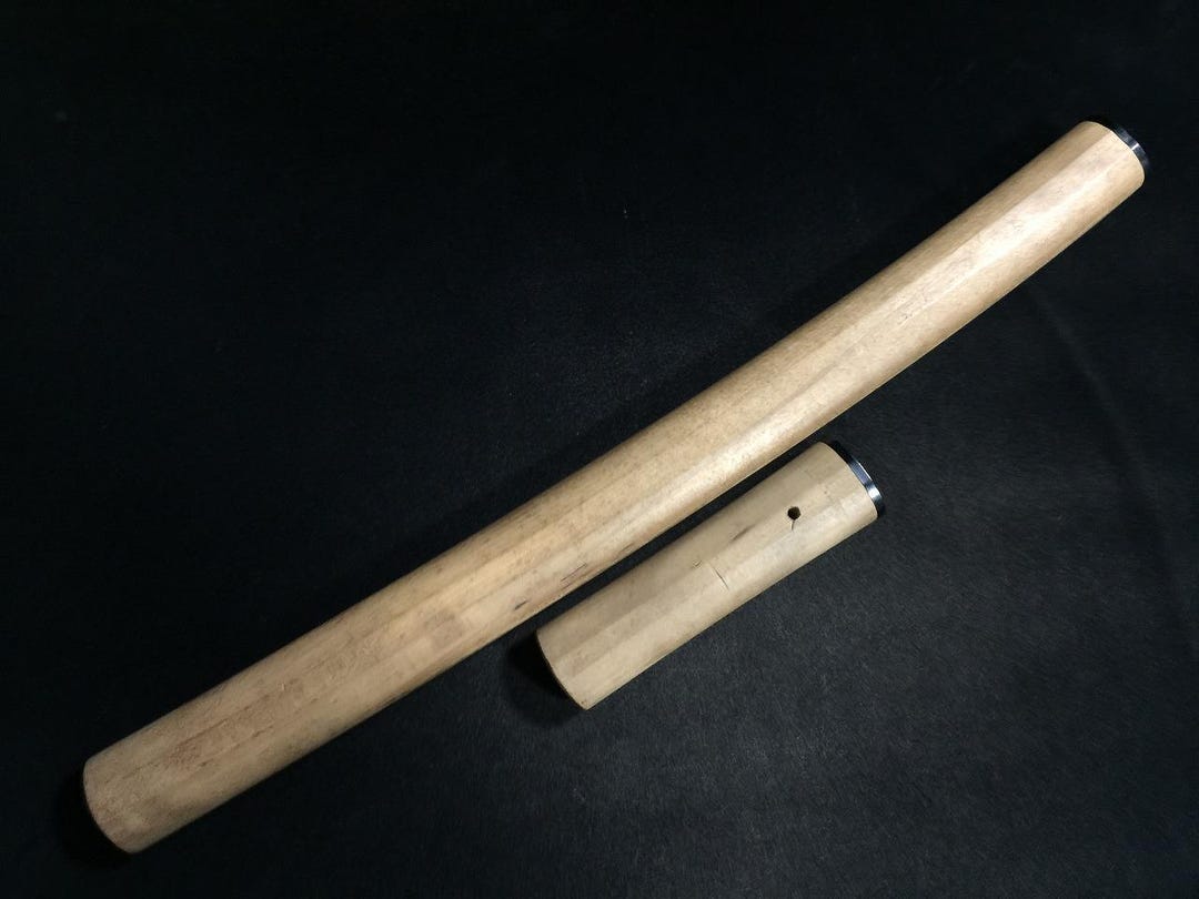 D1680 Japanese Wooden SAMURAI Sword Sheath SAYA & Handle Parts Vintage ...