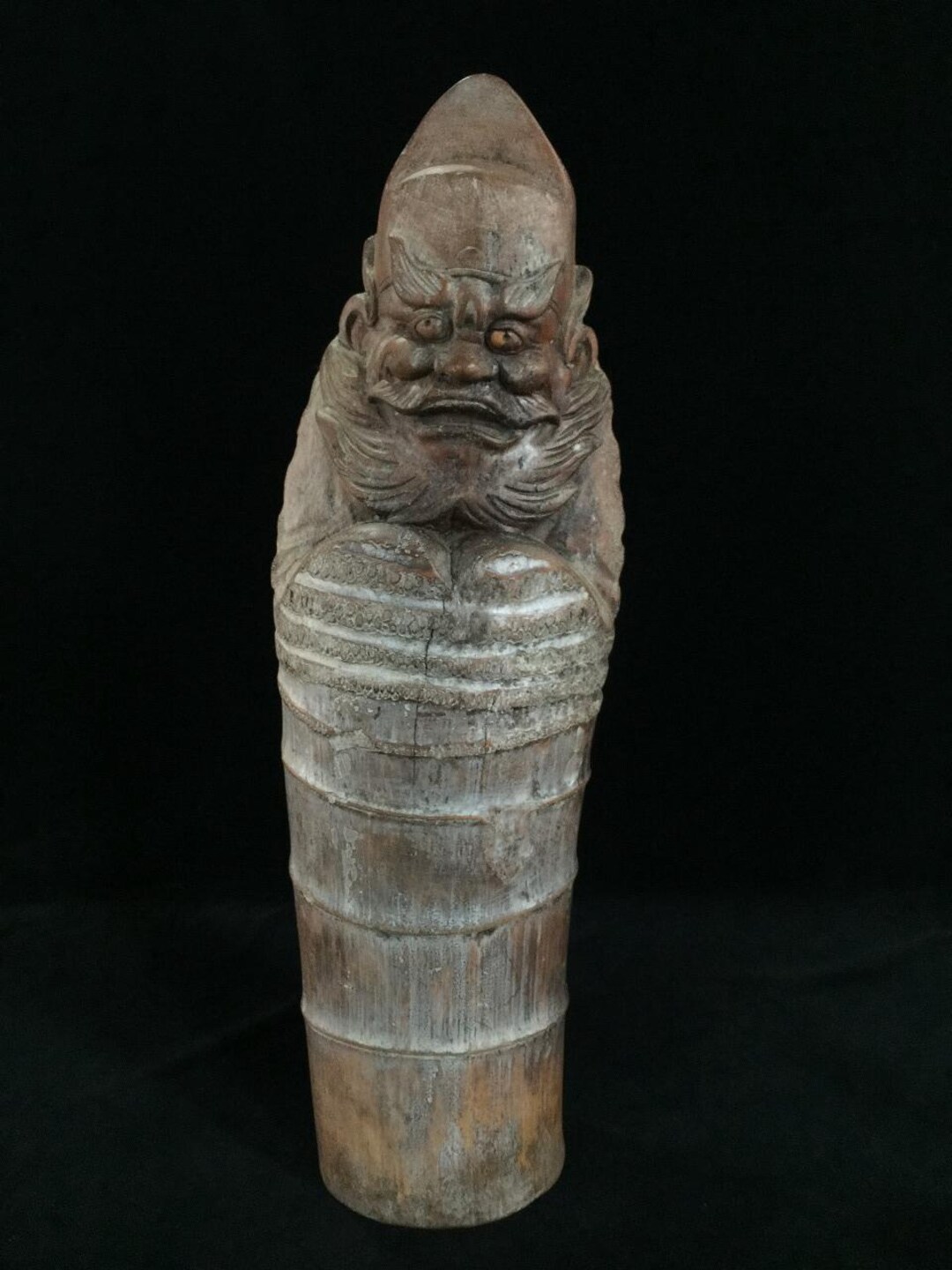 E0132 Japanese Bamboo SHOKI Statue Doll Vintage OKIMONO Interior Unique ...