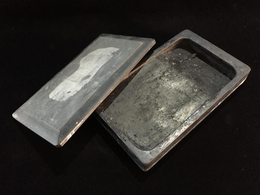 E0360 Japanese Ink Stone SUZURI Vintage Calligraphy Tool Black SHODO ...