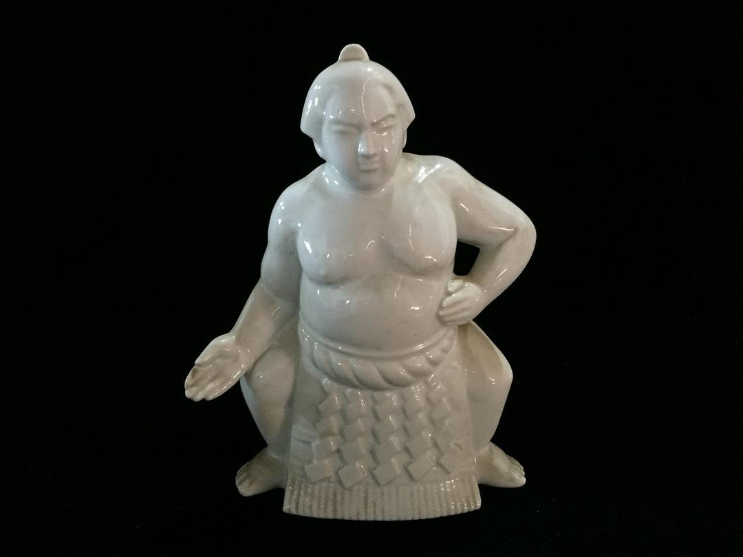 D0359 Japanese Porcelain SUMO Statue Doll Okimono Vintage YOKOZUNA ...