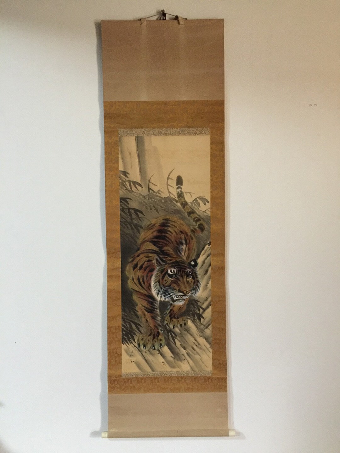 V1994 Japanese Vintage Hanging Scroll KAKEJIKU Hand Paint Silk Tiger - Etsy