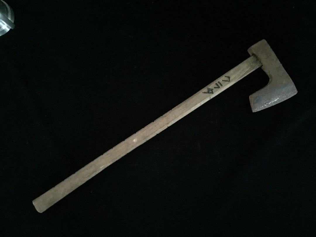H0727 Japanese Axe ONO Vintage Wood Working Tool Blade Wooden Handle ...