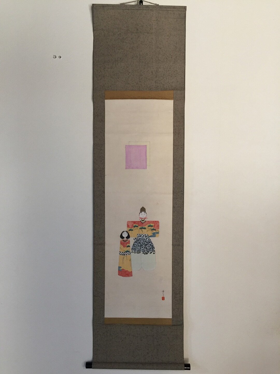 P0550 Japanese Vintage Hanging Scroll KAKEJIKU Hand Paint Paper HINA ...